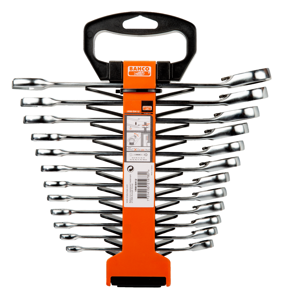 Juego De Llaves Combinadas De Carraca Métricas (12 Piezas / Colgador De Plástico) Bahco 1rm/sh12 ...